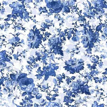 Checkers Cotton White Large Floral - Ultimate Sewing Company